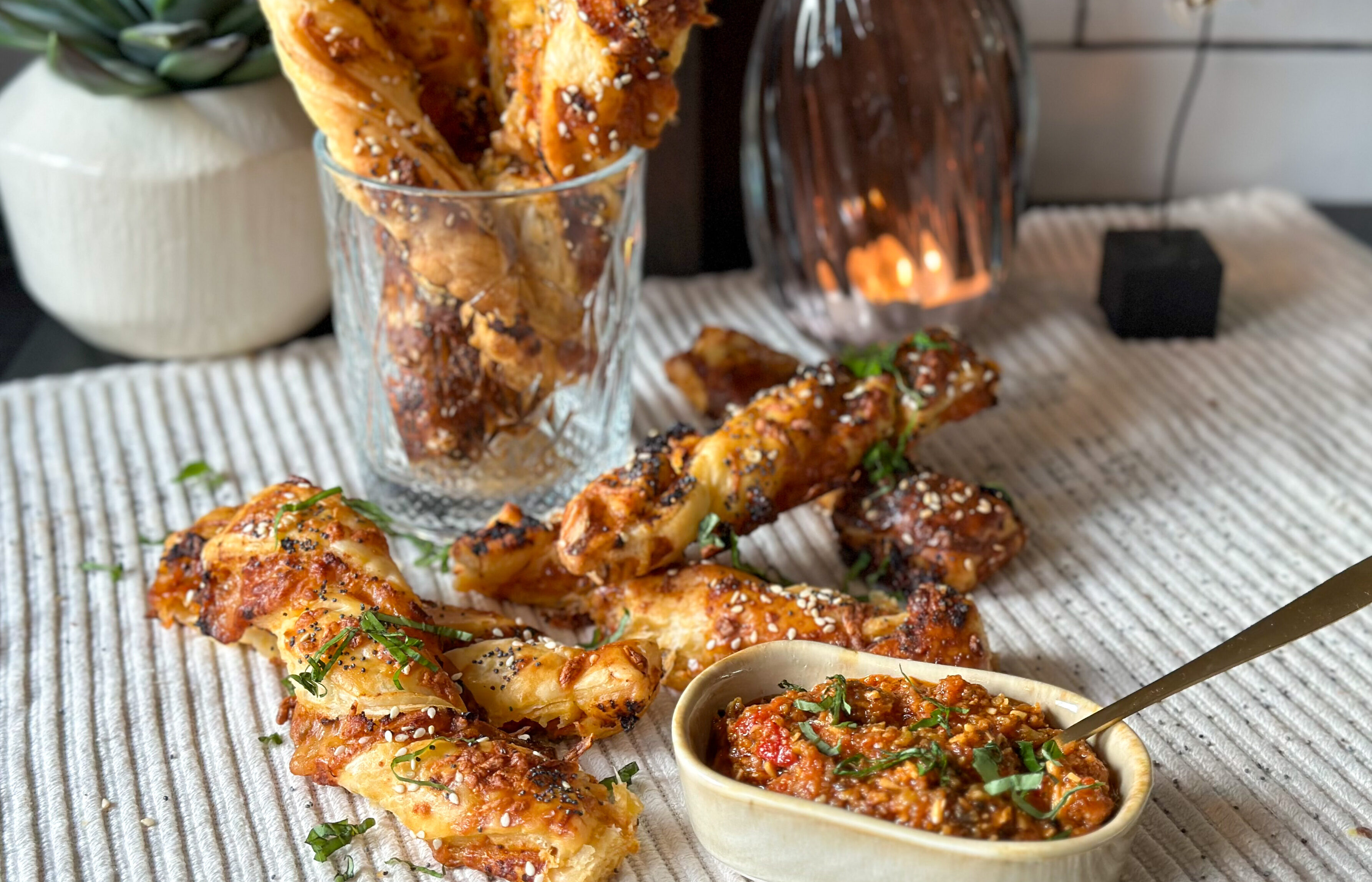 Kaas twisters met tapenade - Familie over de kook