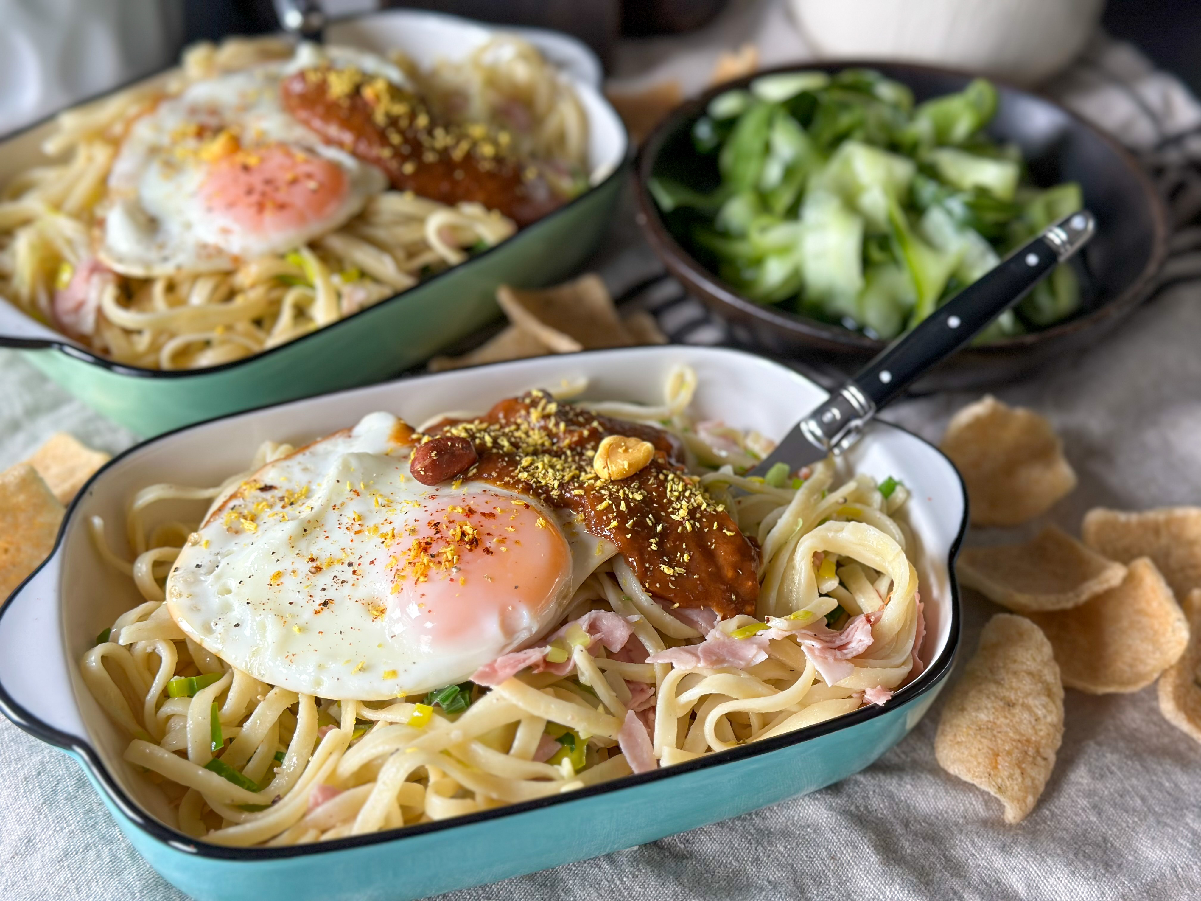 Chinese bami met prei en ham - Familie over de kook