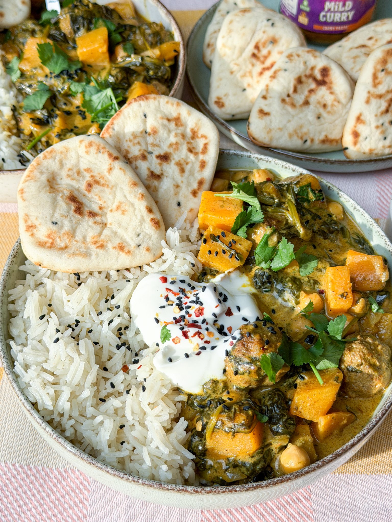 Pompoencurry met spinazie en gehaktballetjes - makkelijk recept